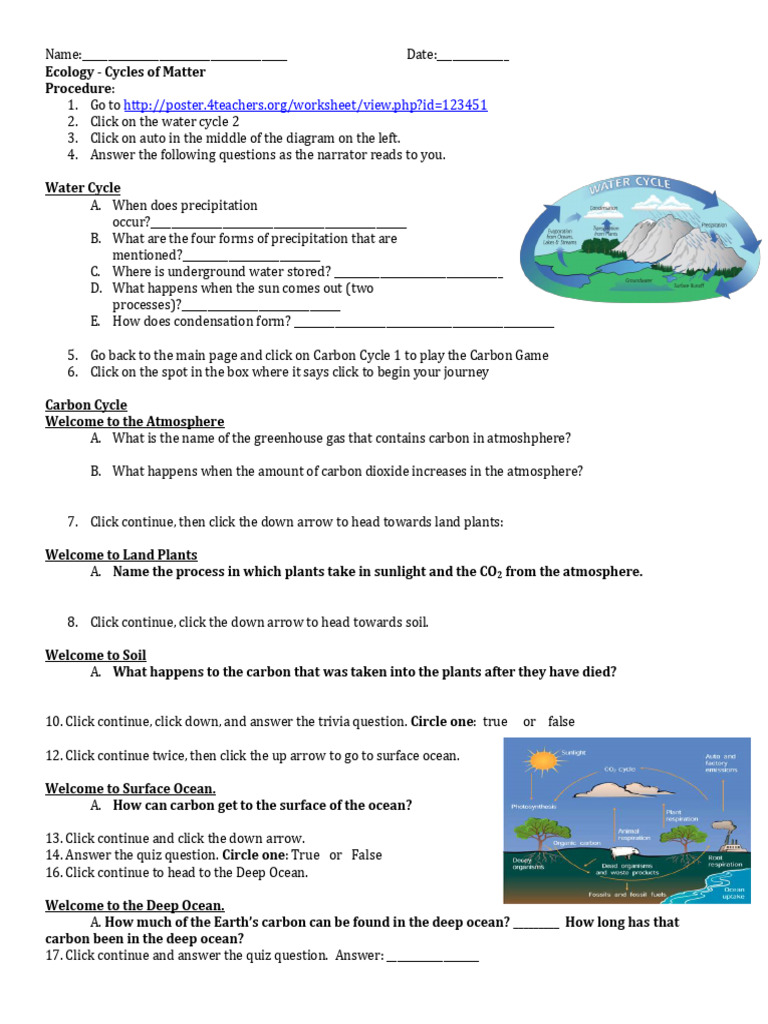CyclesofMatterWebquest 240110 153821 | PDF | Carbon Cycle | Soil