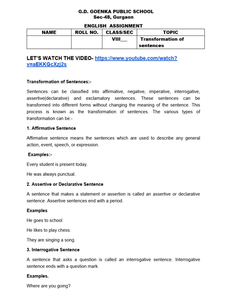 Sentence Transformation Rules Explained | PDF | Verb | Subject (Grammar)