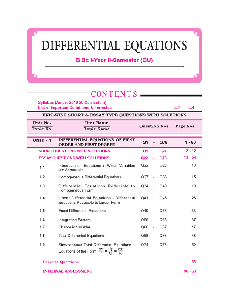 Maths Differential Equations Sia | PDF | Equations | Mathematical Objects