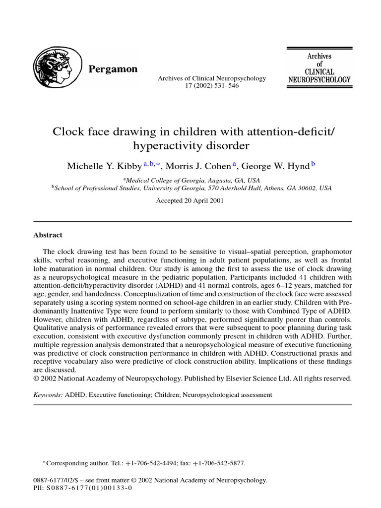 Clock Face Drawing in Children With ADHD | PDF | Attention Deficit ...
