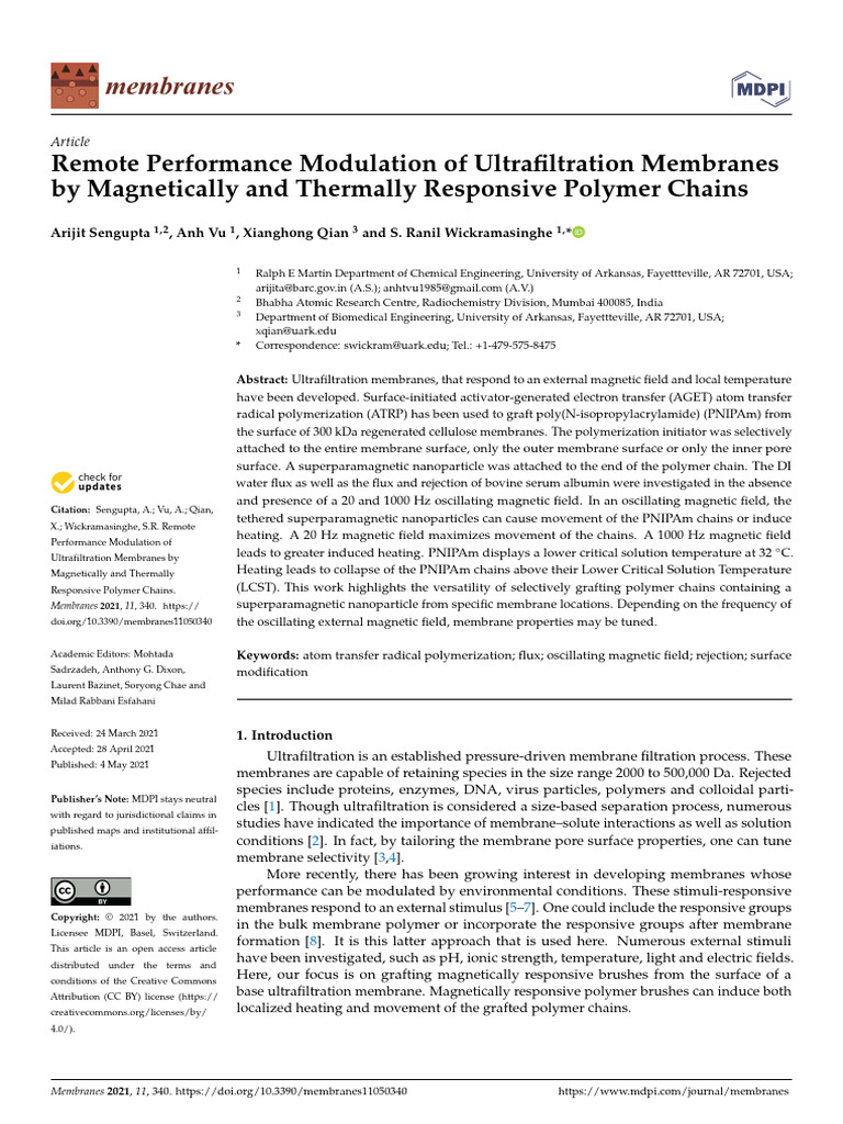Membranes 11 00340 | PDF | Membrane | Polymers