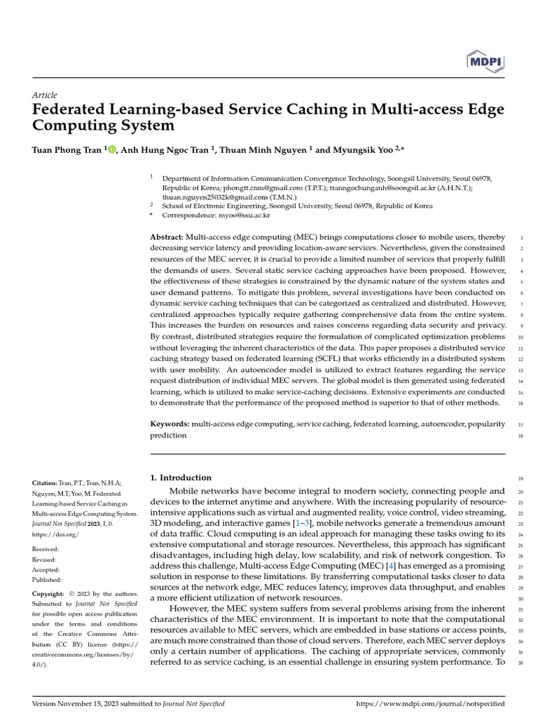 MDPI FL Based Service Caching | PDF | Cache (Computing) | Mathematical ...