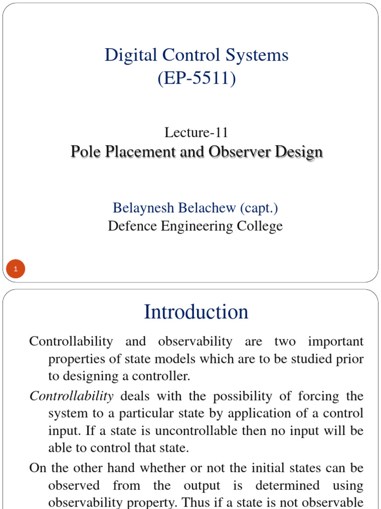 EP 5511 - Lecture 11 | PDF | Control Theory | Applied Mathematics