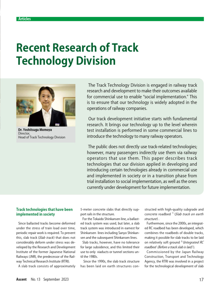 Recent Research of Track Technology Division: Articles | PDF | Rail ...