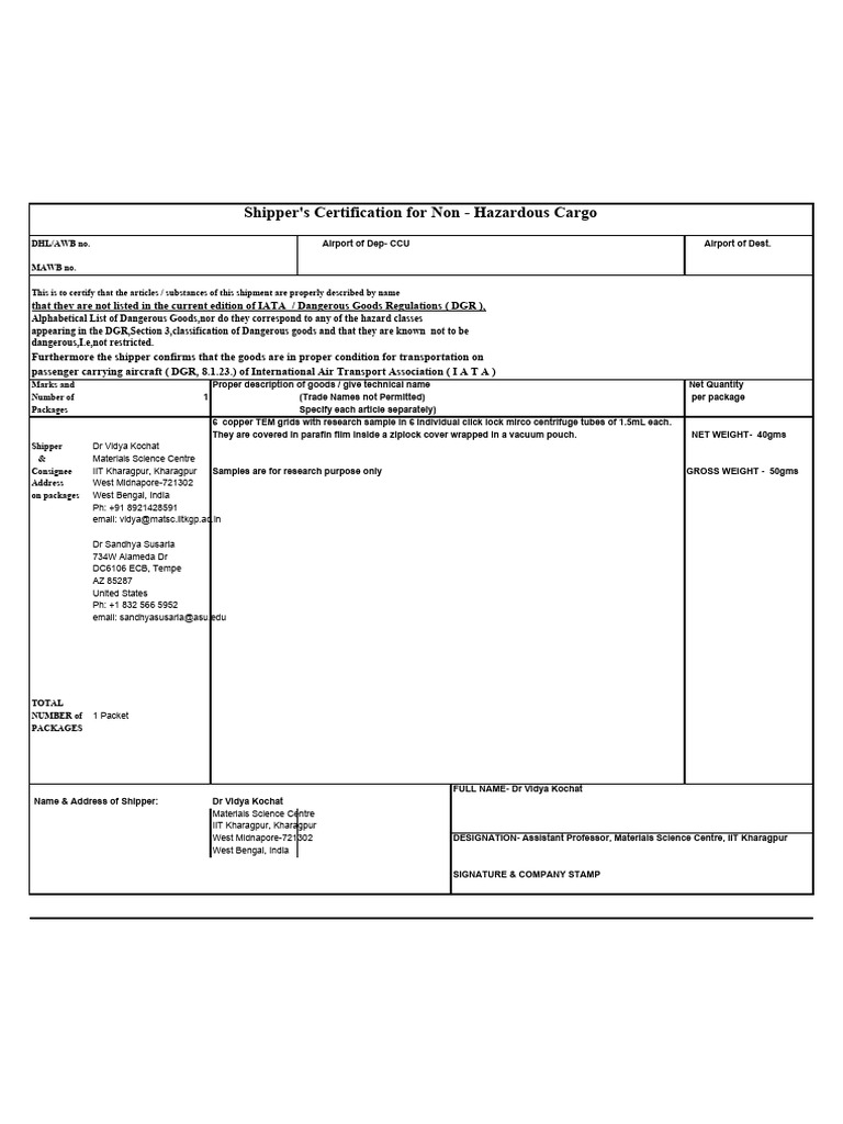 DHL NEW Non DG FORMAT | Download Free PDF | Dangerous Goods | Supply ...