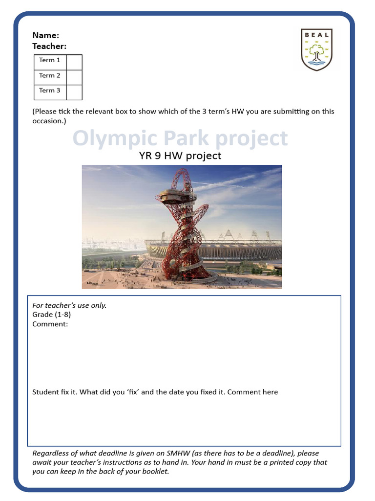 Yr 9 Olympic Park Project Edit 2023 | PDF | Metals | Communication