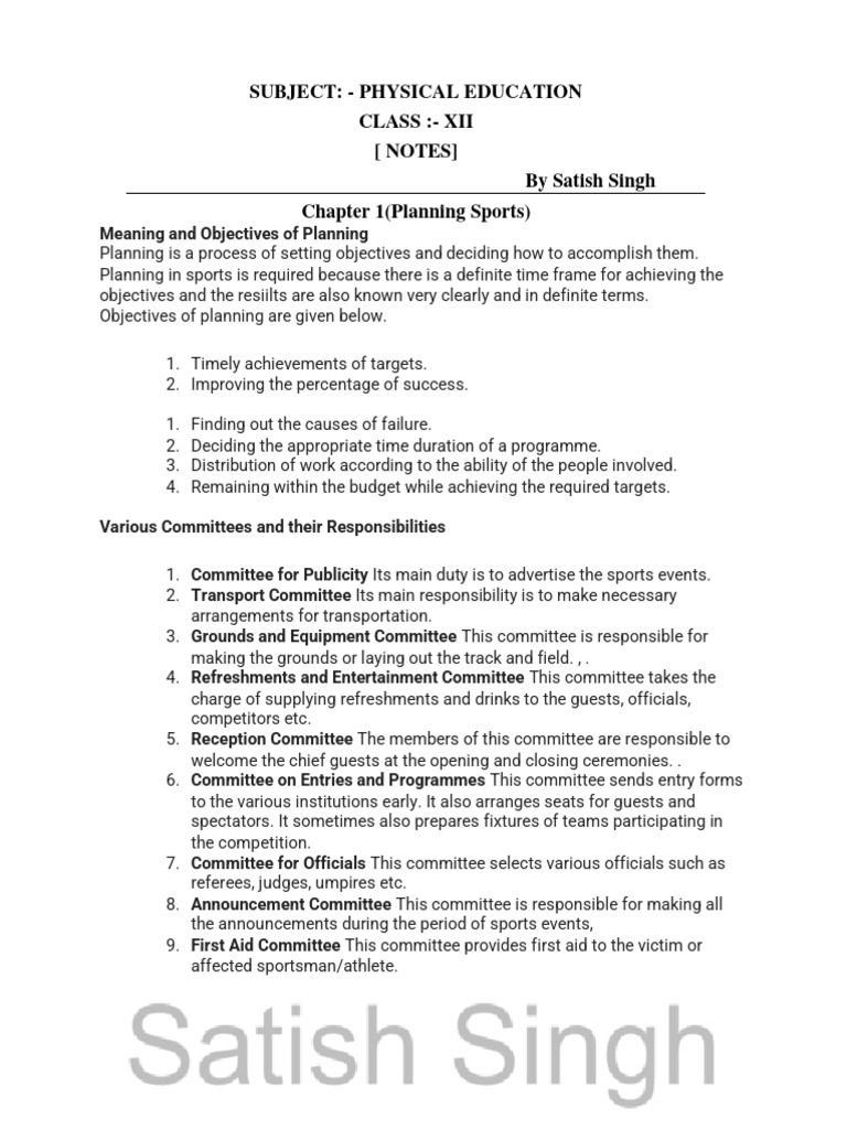Class Xii P.ed (Notes) | PDF | Body Mass Index | Diet & Nutrition