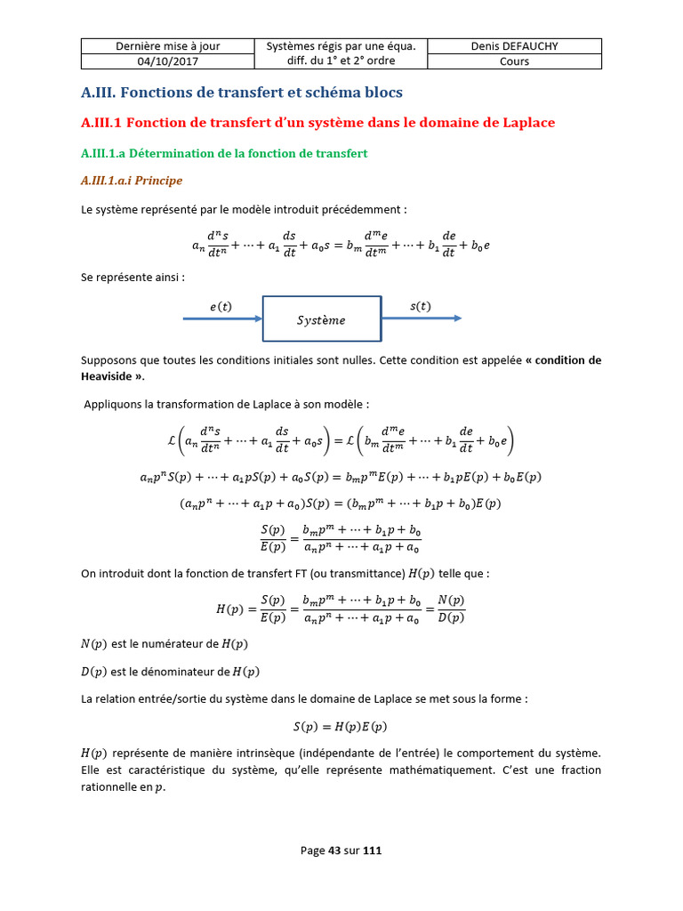 3 Fonctions de Transfert Et Schema Blocs | PDF | Zéro d'une fonction ...