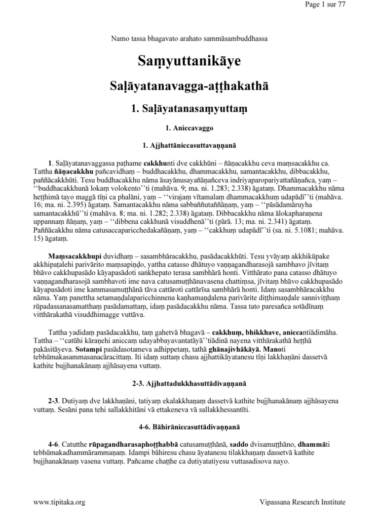 Salayatanavagga Atthakatha | PDF | Buddhist Practices
