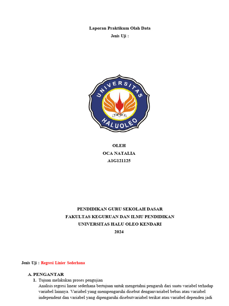 Laporan Praktikum Olah Data Jenis Uji | PDF