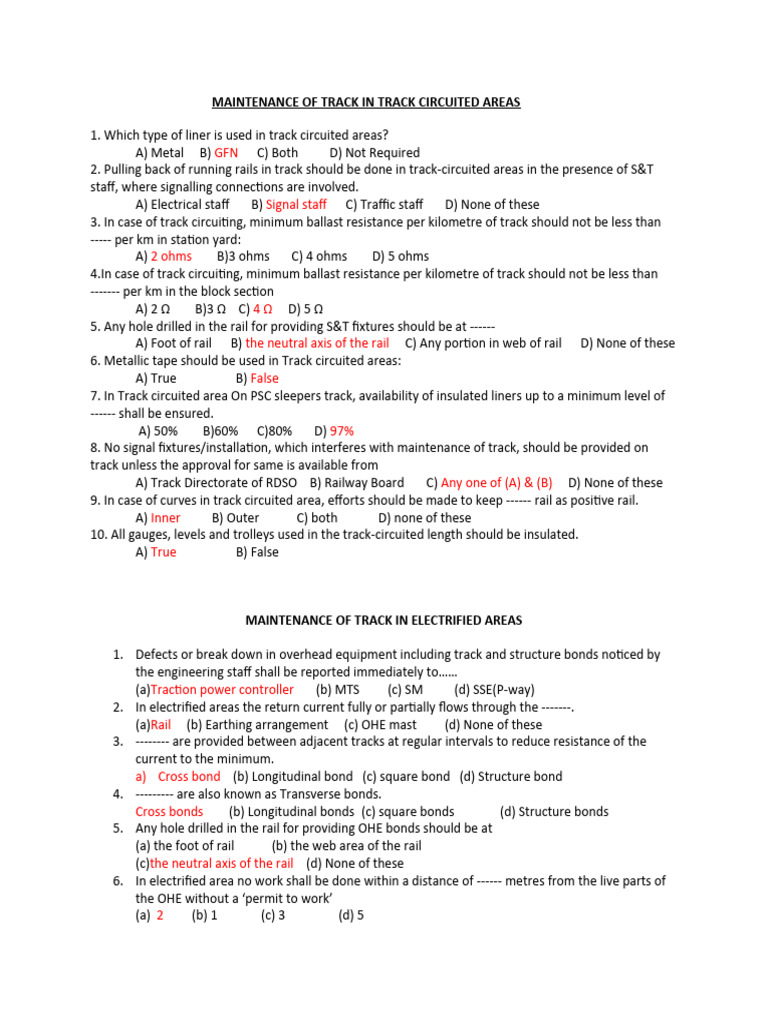 Combined Civil MCQ | PDF | Rail Transport | Rail Infrastructure