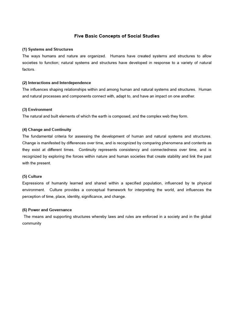Key Concepts of Social Studies | PDF | Politics | Social Science