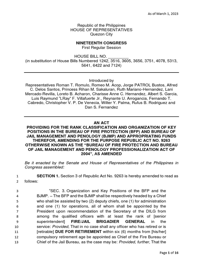 UPDATED CPOS Draft Substitute Bill BFP BJMP Rank Classification 3-1-23 ...