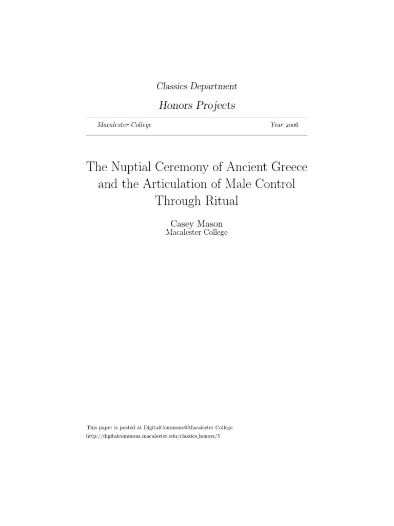 Casey Mason - The Nuptial Ceremony of Ancient Greece and The ...