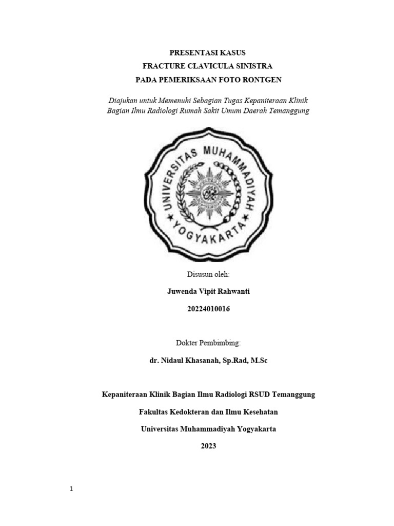 Fracture Clavicula Sinistra Pada Pemeriksaan Foto Rontgen | PDF