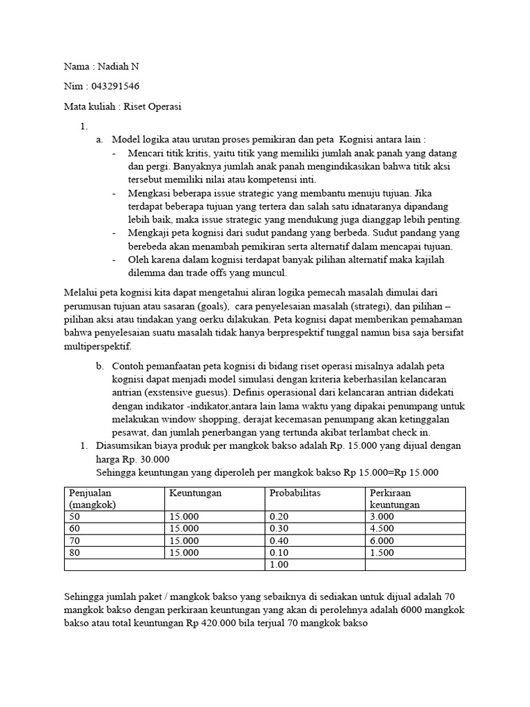 Tugas 1 Riset Operasi | PDF