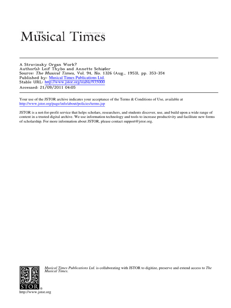 Stravinsky's Organ Transcription | PDF | Elements Of Music | Music Theory