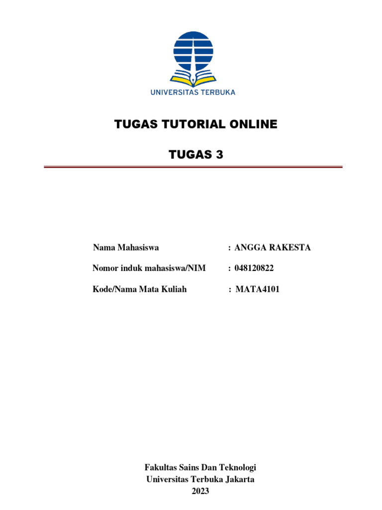 Tugas 3 Tuton Pengantar MTK - Angga Rakesta | PDF