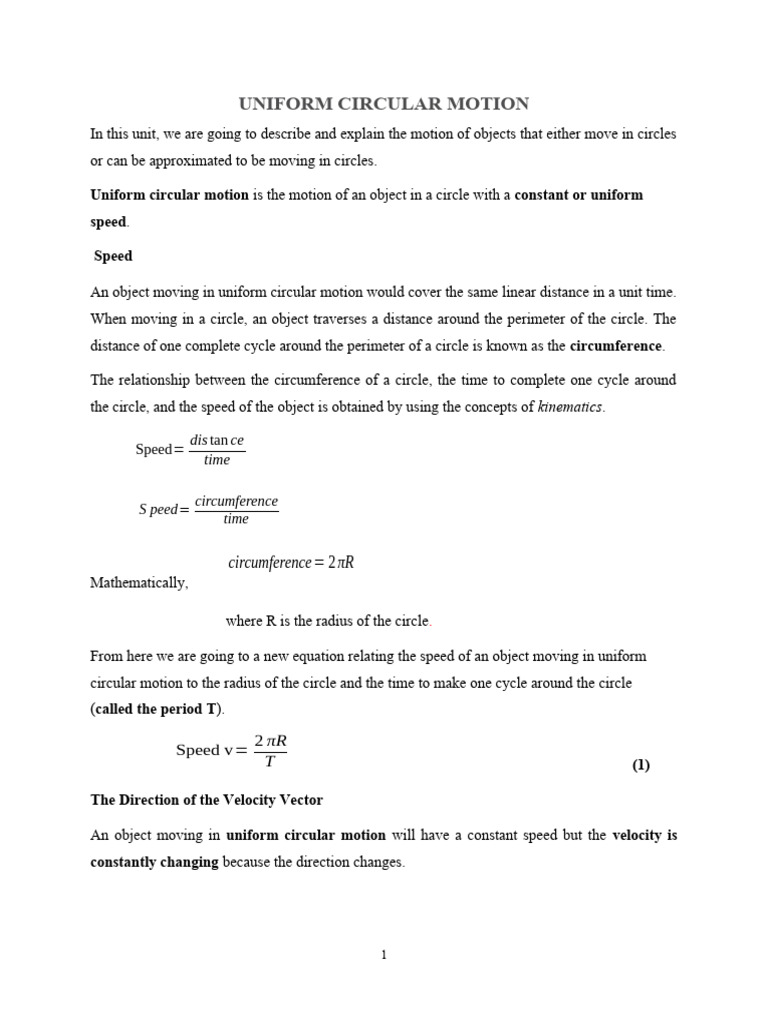 Uniform Circular Motion Notes Elect | Download Free PDF | Acceleration ...