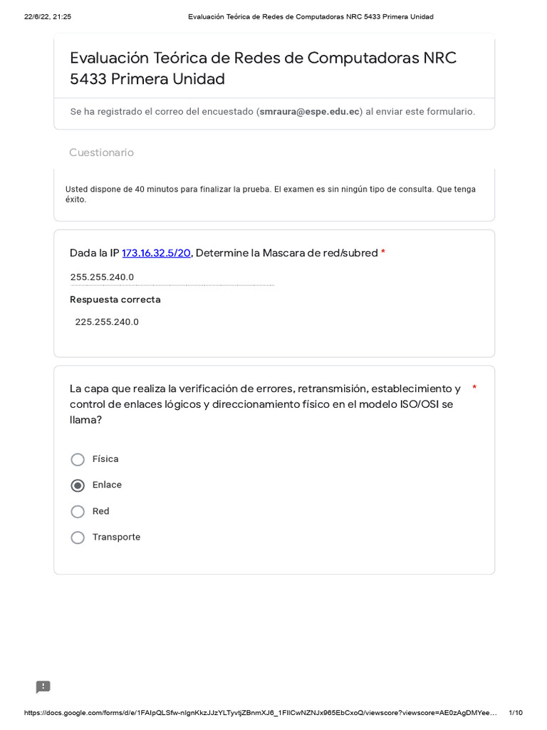 Evaluación Teórica de Redes de Computadoras NRC 5433 Primera Unidad | Descargar gratis PDF | Red ...