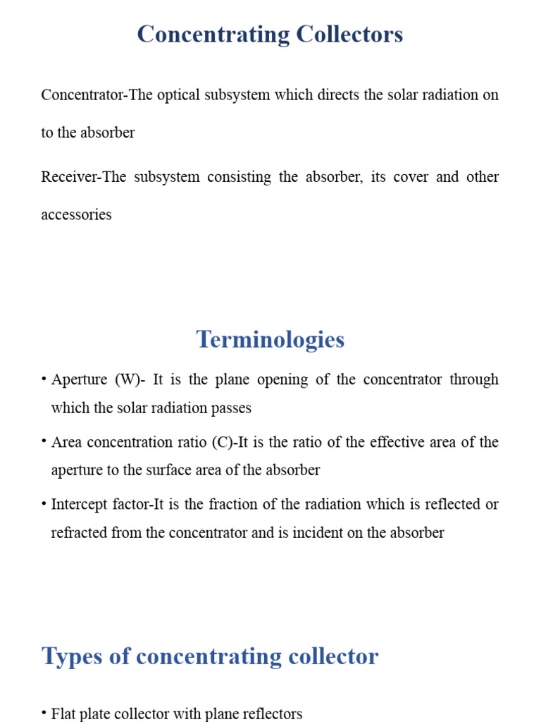 Types of Solar Concentrating Collectors | PDF