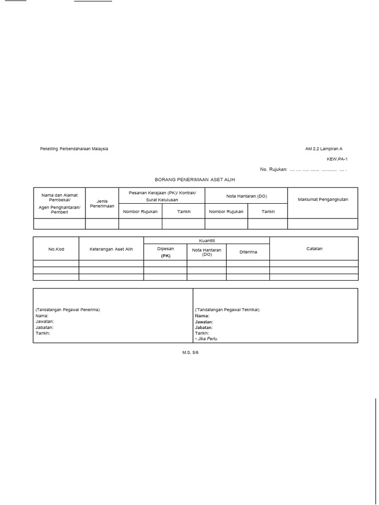 Borang Kew Pa Untuk Aset Masjid | PDF