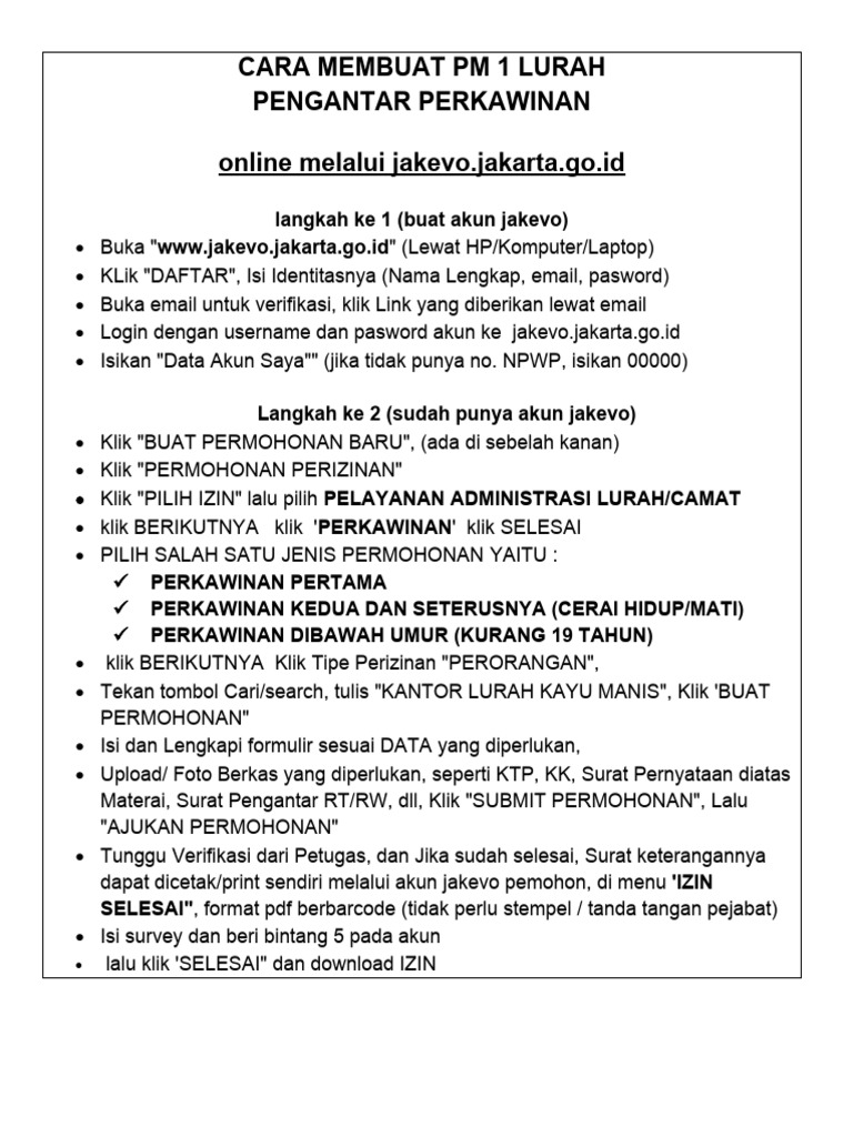 Panduan Online Surat Pengantar Nikah | PDF