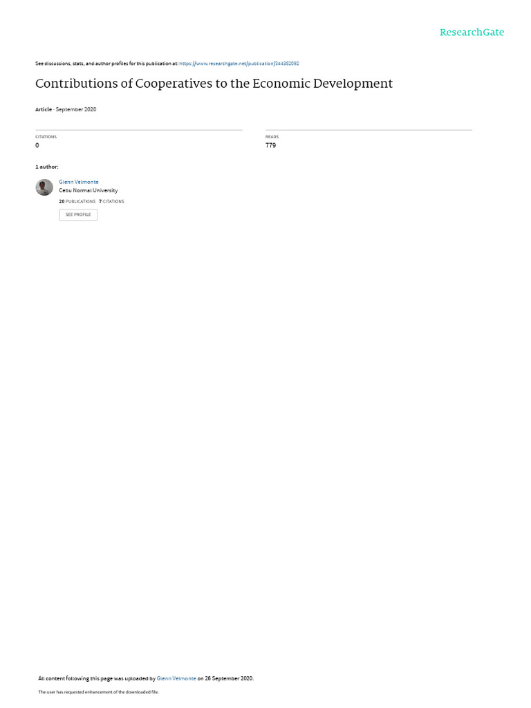 Contributions Of Coop To Economic Development Pdf Cooperative Poverty