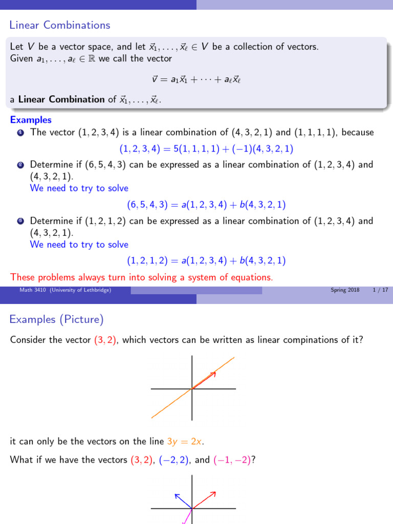 12 VectorSpace GeneratorsHandout | PDF | Linear Subspace | Vector Space