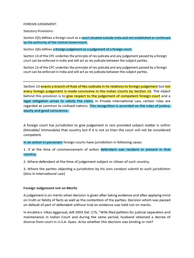 Foreign Judgement | Download Free PDF | Judgment (Law) | Jurisdiction