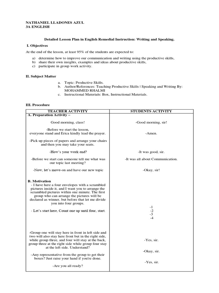 Nathaniel Lladones Azul Remedial DLP | PDF | Communication | Reading Comprehension