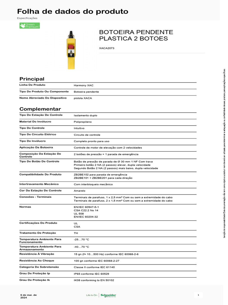 Schneider Electric - Harmony-XAC-Pendant-control-stations - XACA2073 | PDF | Engenharia Elétrica