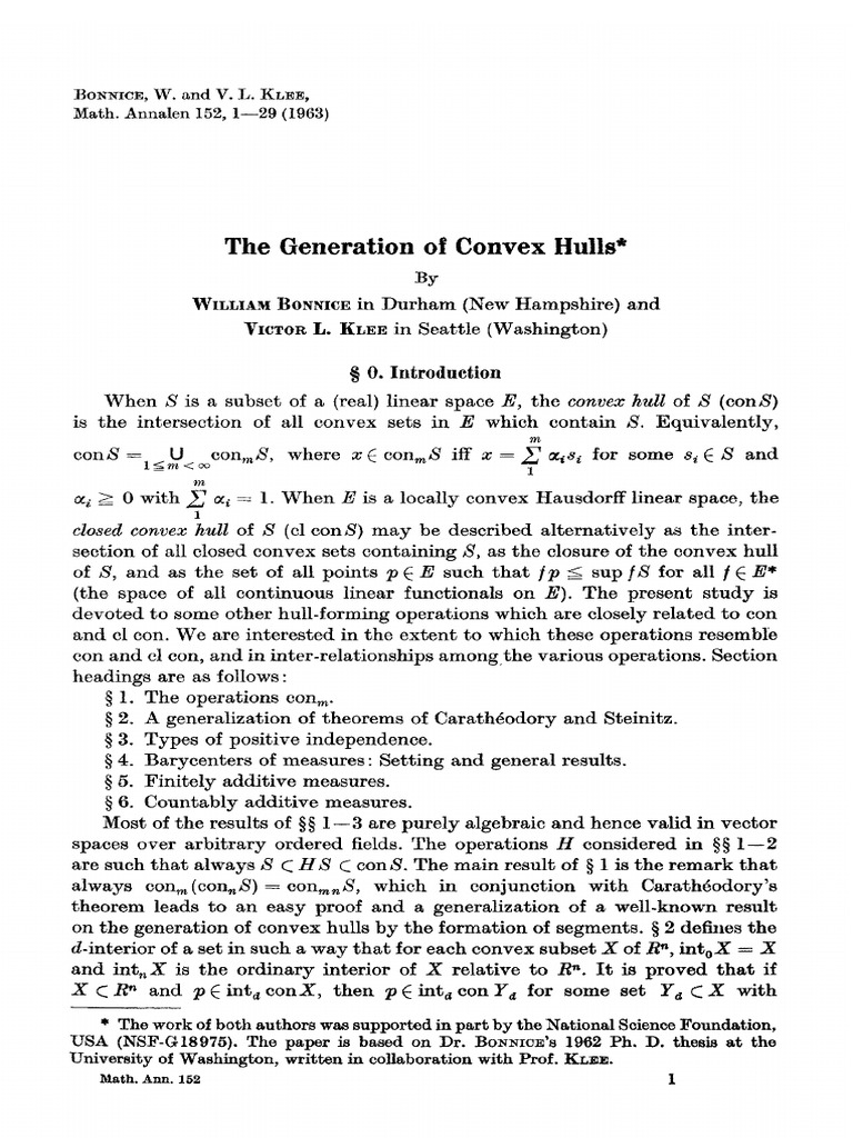 Generation Convex Hulls-BonniceKlee63 | PDF | Measure (Mathematics ...