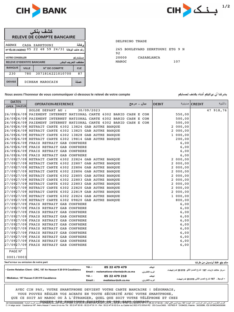 Cih Corpo | PDF | Guichet automatique bancaire | Banques
