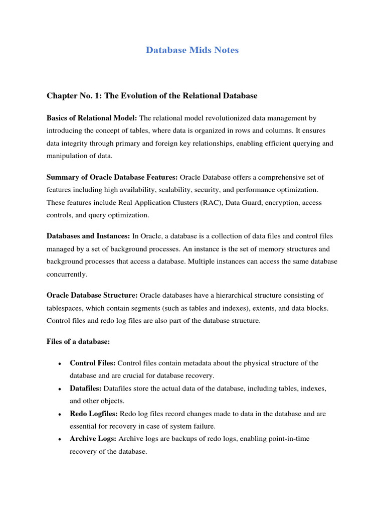 Database Mids Notes | PDF | Databases | No Sql Database Mids Notes | PDF | Databases | No Sql