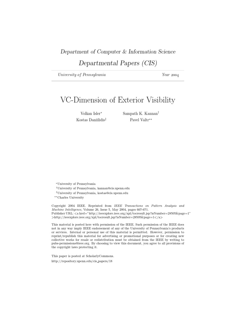 VC-Dimension of Exterior Visibility | PDF | Mathematical Optimization ...