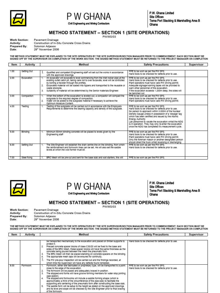 MS03 - Cross Pipe Drains - Section 1 | PDF | Concrete | Drainage