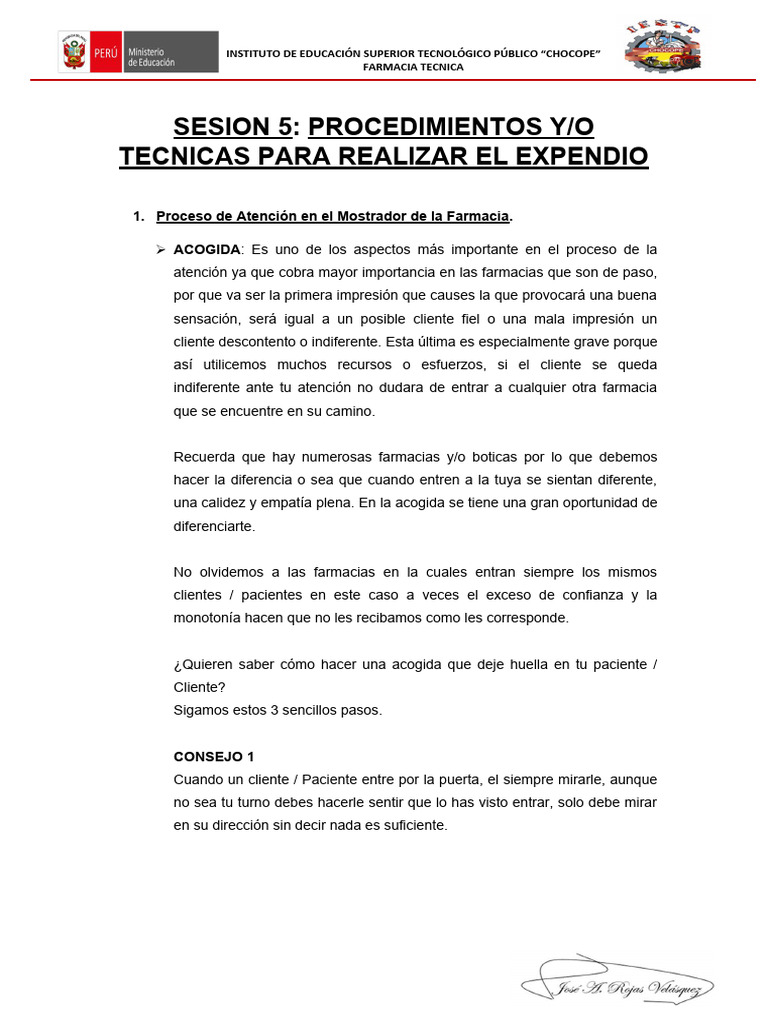 Sesion 5 Procedimiento o Tecnica de Realizar El Expendio | Descargar ...