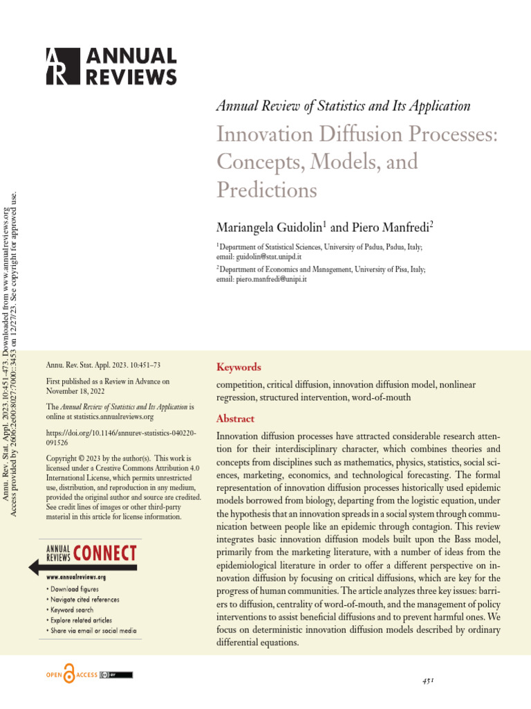 Innovation Diffusion Processes | PDF | Innovation | Logistic Function