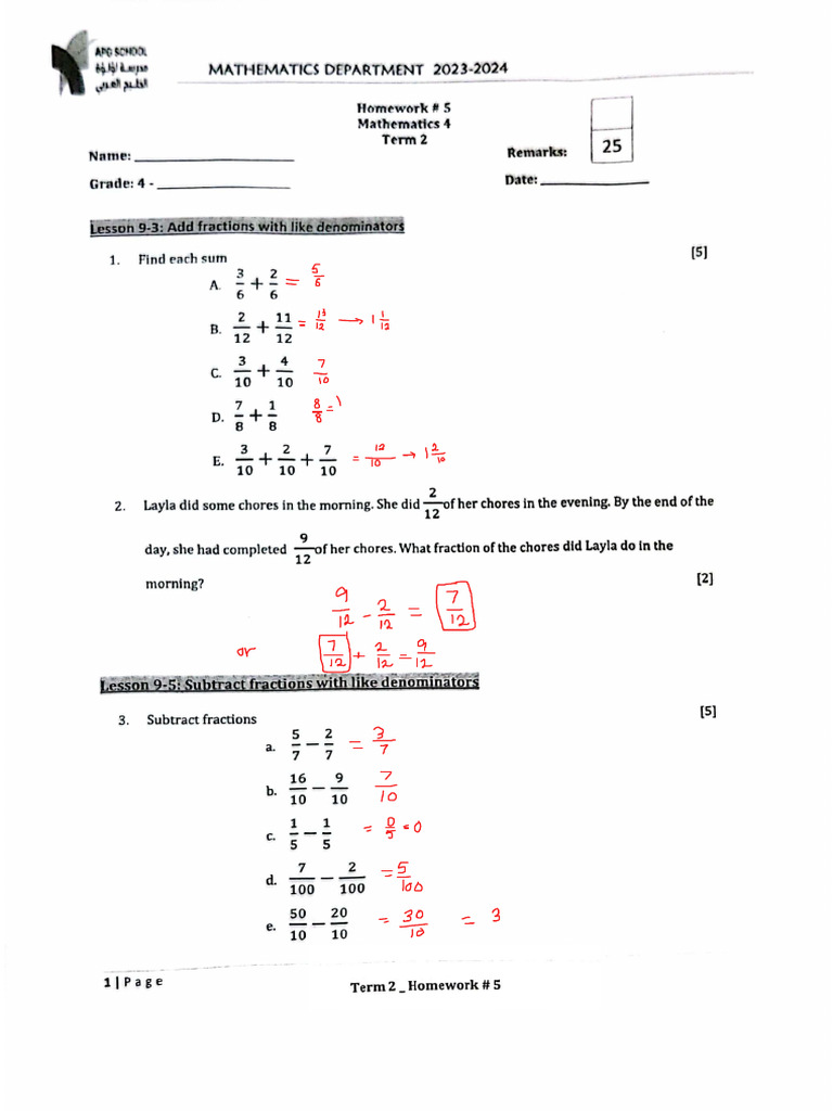 Math - Homework + | PDF