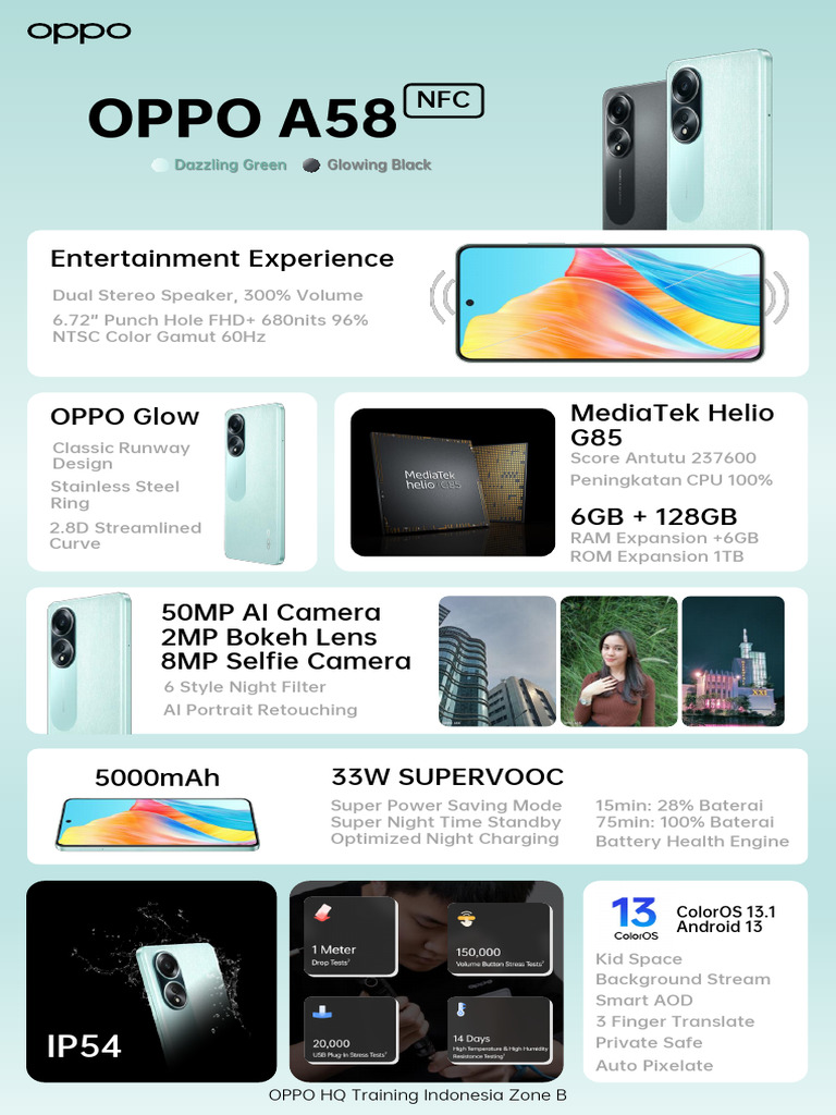 One Page Oppo A58 NFC | PDF | Film And Video Technology | Computing