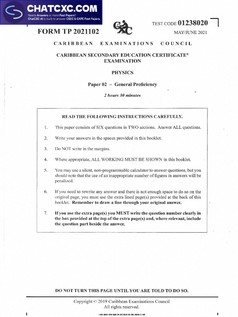 CSEC_Physics_P2_2021 | PDF