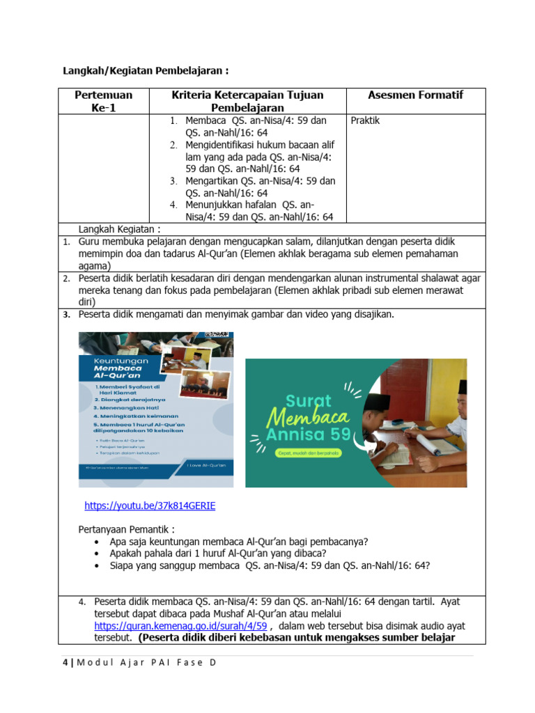 Pembelajaran QS. An-Nisa dan An-Nahl | PDF