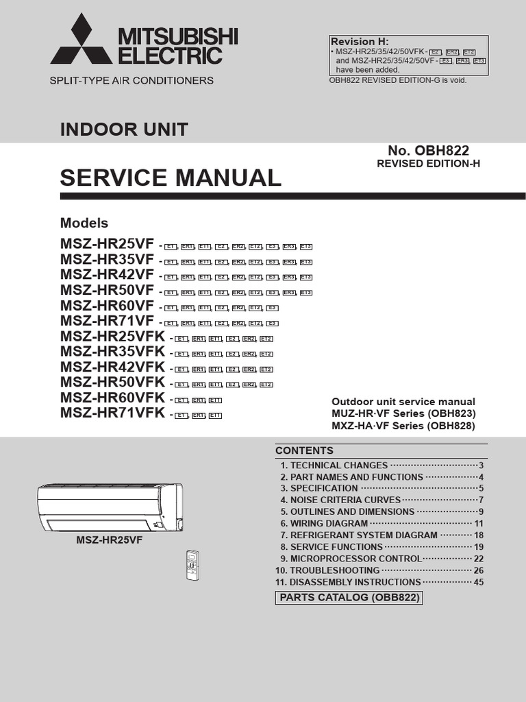 MANUAL TECNICO MITSUBISHI ELECTRIC MSZ-HR60VF | PDF | Sound | Acoustics