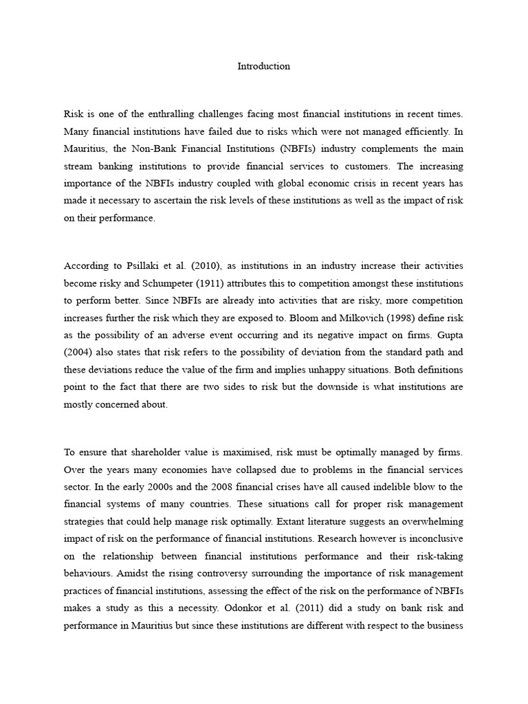 NBFI Notes | PDF | Non Bank Financial Institution | Risk