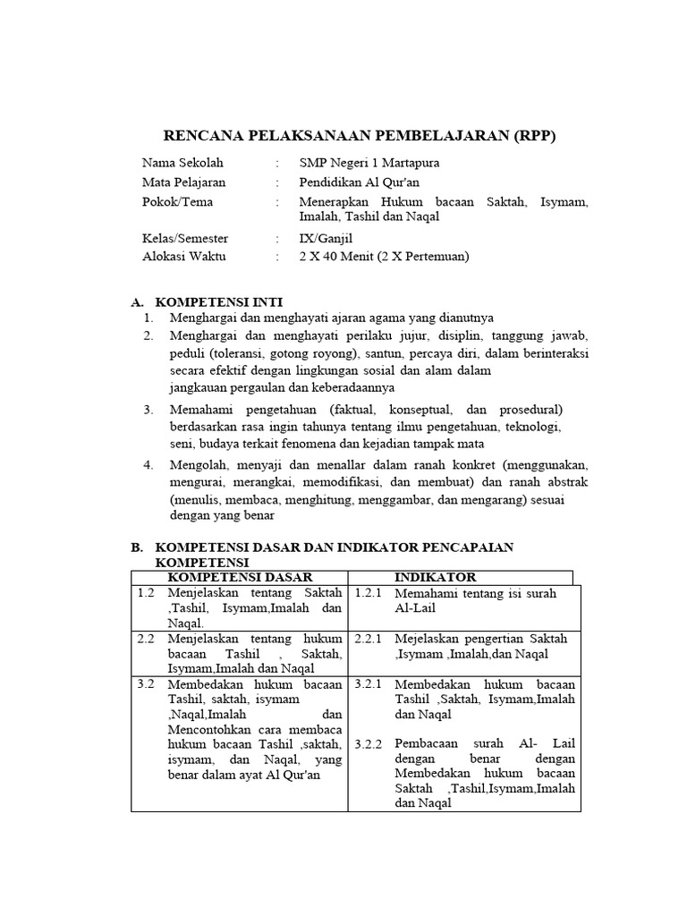 RPP PAI Dan BTA - Aulia Rahmi | PDF | Karier & Perkembangan