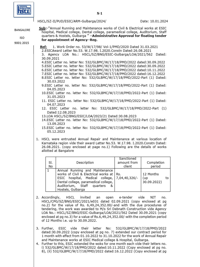 DRAFT Note Sheet - Tender Proposal - ESIC Medical College & Hospital ...