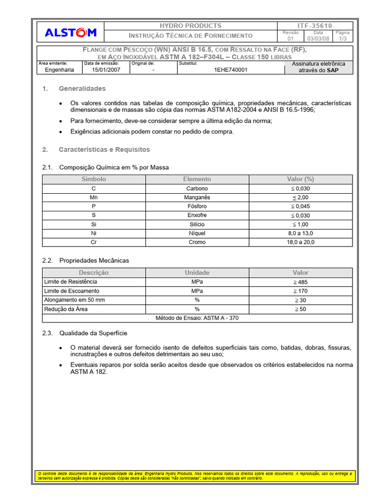 Flanges de Aço Inoxidável ASTM A182 F304L | PDF | Metais de transição ...