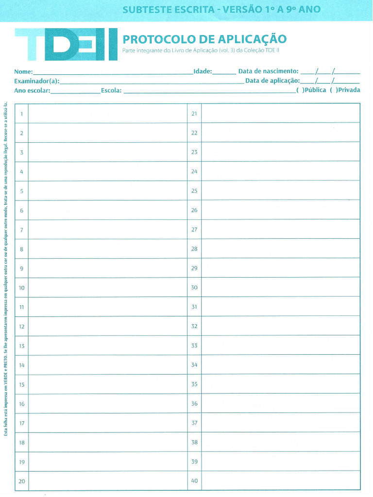 Tde Escrita Folha | PDF