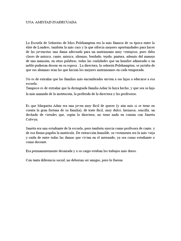 Una Amistad Inaxdecuada, Editada | PDF